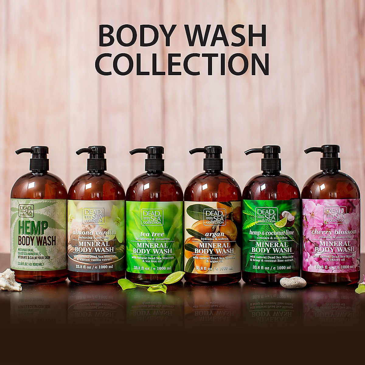 Dead Sea Collection Cherry Body Wash for Women and Men - with Pure Dead Sea Minerals and Cherry Seeds Oil - Cleanses and Moisturizes Skin - Pack of 2 (67.6 fl. oz)