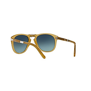 Persol Men's PO0714SM Steve McQueen Aviator Sunglasses, Opal Yellow/Blue Gradient Polarized, 54 mm