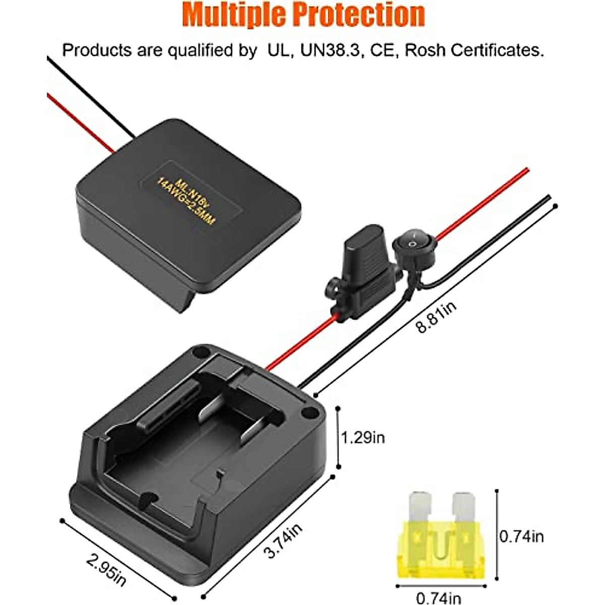 Power Wheels Battery Adapter Compatible with Milwaukee M-18 Battery 1pack, Great Power Convertor for Robotics, RC Toys and Work Lights