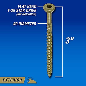 Power Pro Premium Exterior Wood Screws (#9 x 3") - 5lb Box