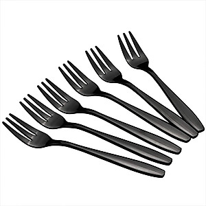 Wekioger Black Stainless Steel Tasting Appetizer Forks, 3 Tine Forks, 12 Piece