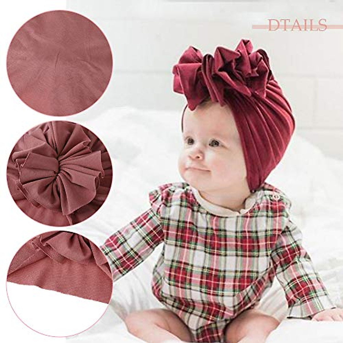 Happy Cherry 6 Pcs Baby Turban Knot Hats Newborn Infant Toddler Hospital Hat Cotton Head Wrap