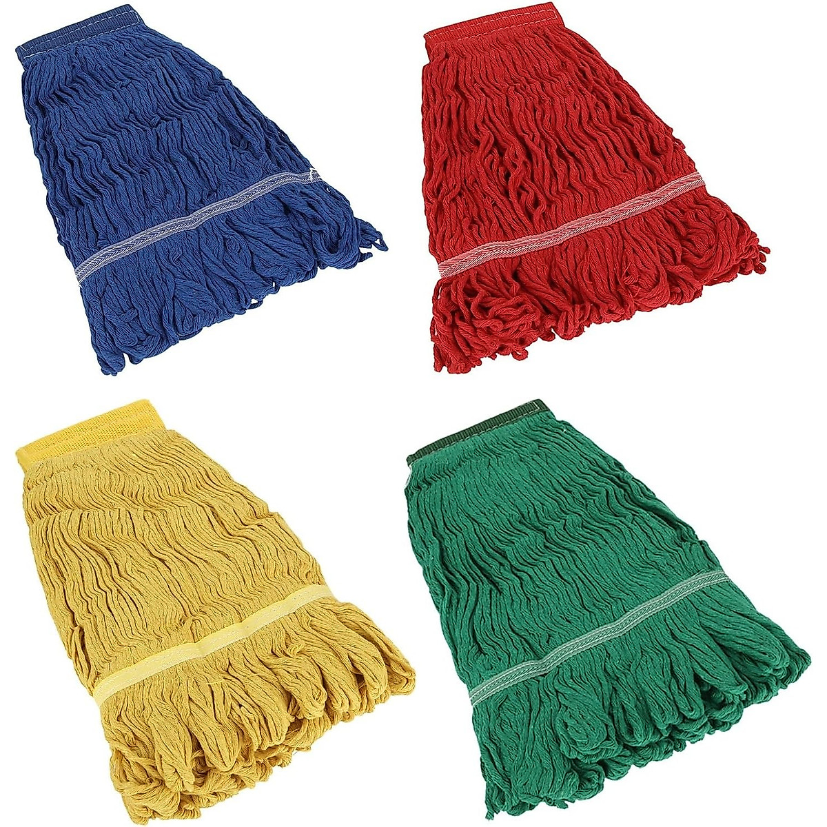 4 Pack Commercial String Mop Head, Replacement Heavy Duty Mop Head Refills, Loop-End Mop Head for Cotton Looped End Wet Cleaning Mop Refill for Home, Industrial and Commercial Use (4 Color)