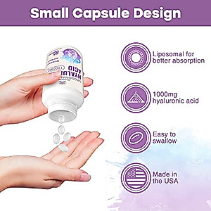 Sambugra Liposomal Hyaluronic Acid Capsules - Hyaluronic Acid Supplements with 1000mg Hyaluronic Acid, Dietary Supplement Support Skin Hydration and Joint Lubrication, 120 Capsules(Pack of 2)