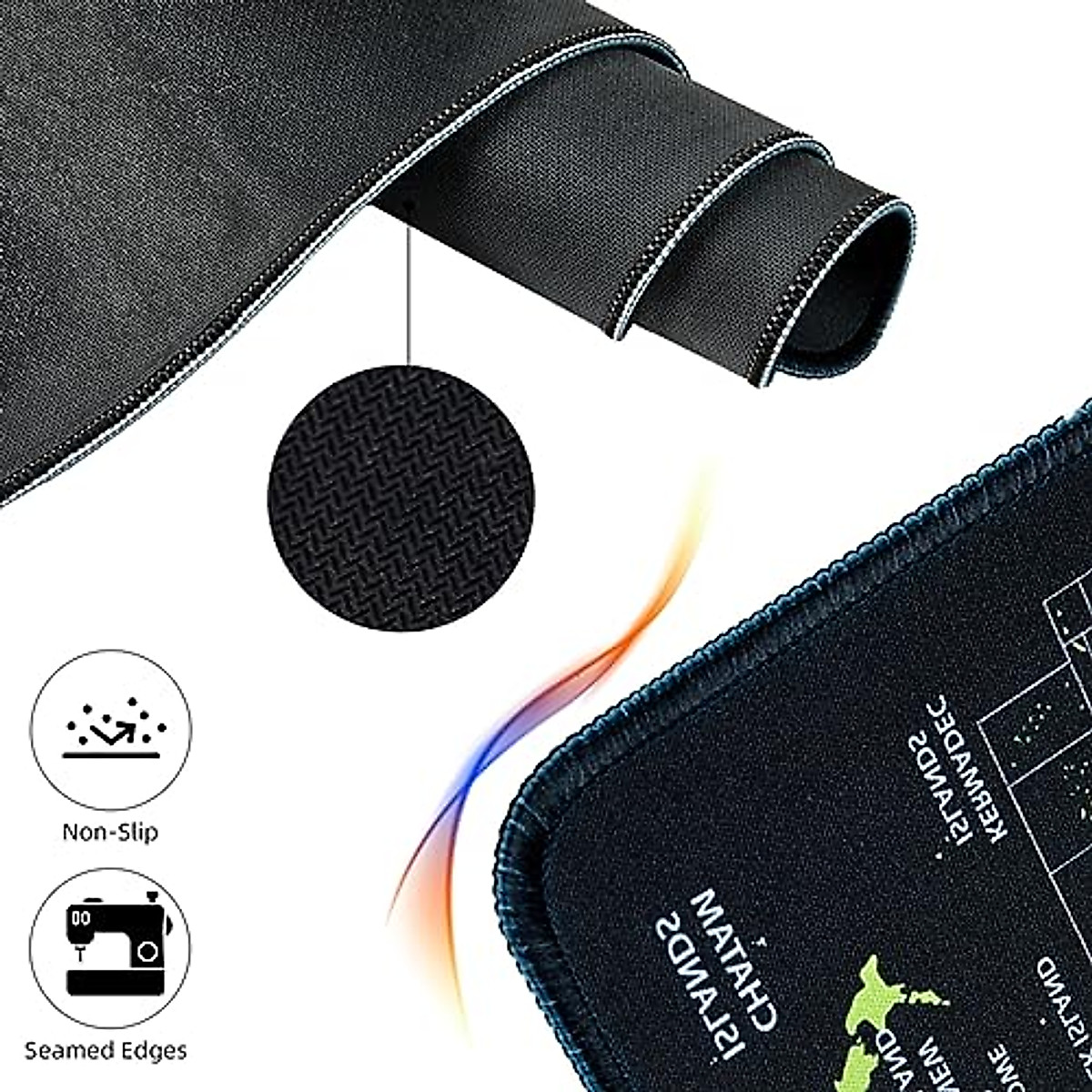 XGB World Map Extended Large Gaming Mouse Pad, 31.5x11.8 Inch Big XL Mousepad with Seamed Edges, Keyboard Pad, HD Printing, Non-Slip Rubber Base, Waterproof, Desk Mat Pad for Home, Office, Gaming