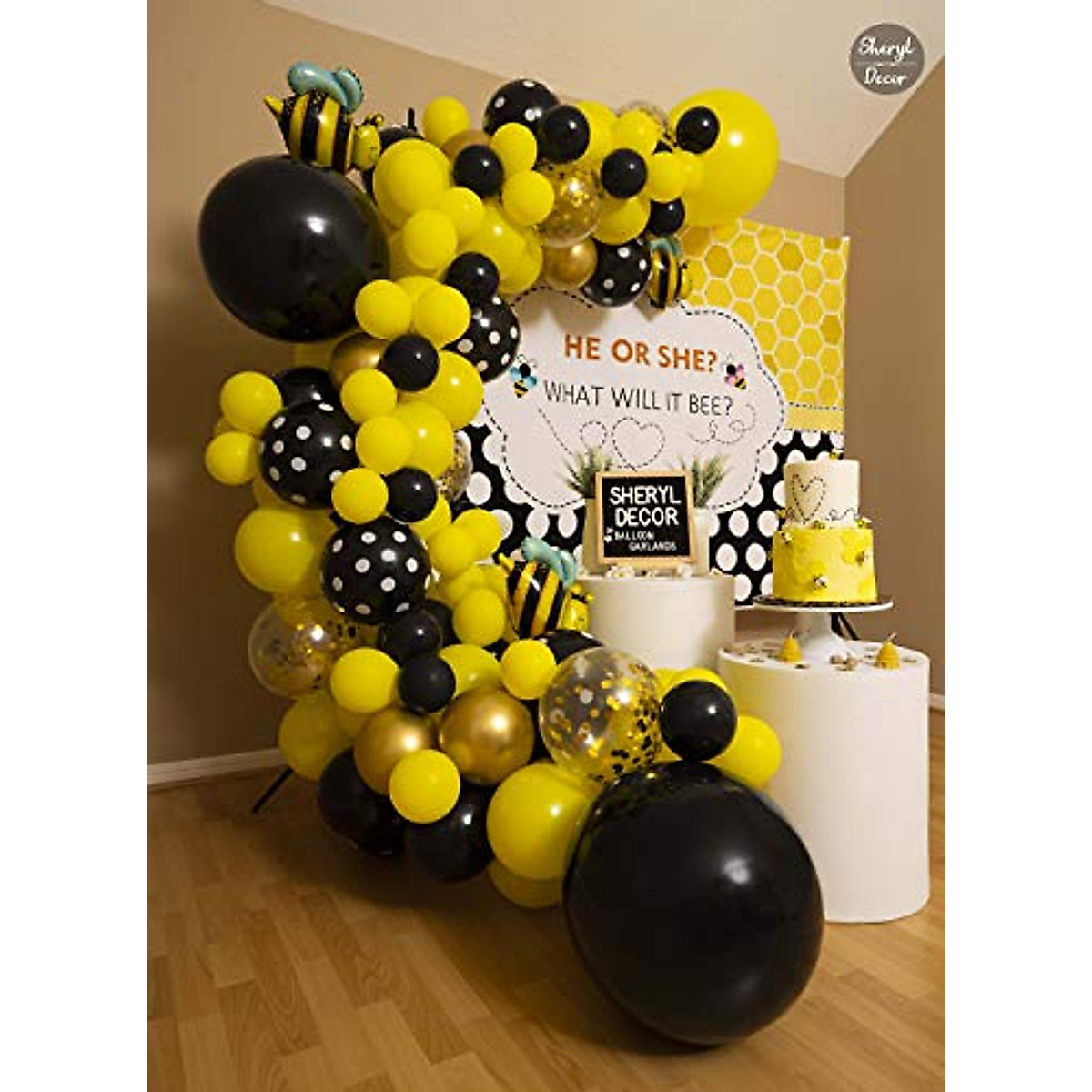 Bee Balloon Arch & Garland Kit - Mixed Yellow and Black Balloons for Bumble Bee Party - What Will It Bee Gender Reveal, Honey Bee Baby Shower, Happy Bee Day, Bee Birthday Party Decorations & Supplies