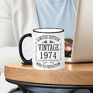 1974 50th Birthday Gifts for Women and Men Ceramic Unique Ceramic Coffee Mugs for Men and Women - Christmas Gifts for Him, Her, Husband, Wife, Mom, Dad, Family Friends, Coworker - White 11 Oz Tea Cups