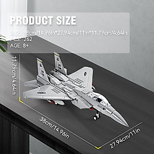 DAHONPA F-15 Eagle Fighter Military Army Airplane Building Bricks Set, 262 Pieces Air-Force Build Blocks Toy, Gift for Kid and Adult