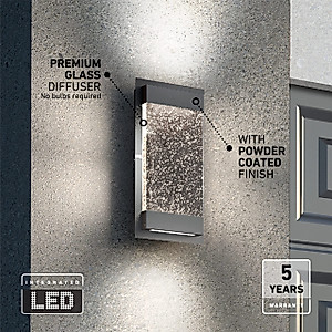 Artika GB390L HDBL Essence Bubble Glow Box LED Porch Sconce Cylinder, 6" Modern Wall Mount Weather Resistant Outdoor Light, Black