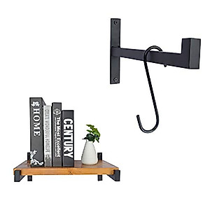 OVOV 2 Pcs Steel Heavy Duty Shelf Brackets Wall Mounted Industrial Metal Shelf Supports Matte Black 12 Inches