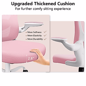 Ergonomic Office Chair, Comfort Swivel Home Office Task Chair, Breathable Mesh Desk Chair, Lumbar Support Computer Chair with Flip-up Arms and Adjustable Height