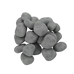 Hmleaf 24 PCS Fireplace Ceramic Pebbles for Firepits or Fireplaces or Stoves in Gray