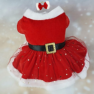 JMMSlmax Small Puppy Clothes for Girls Christmas Santa Dog Christmas Outfit Thermal Holiday Puppy Costume Dress Pet Clothes