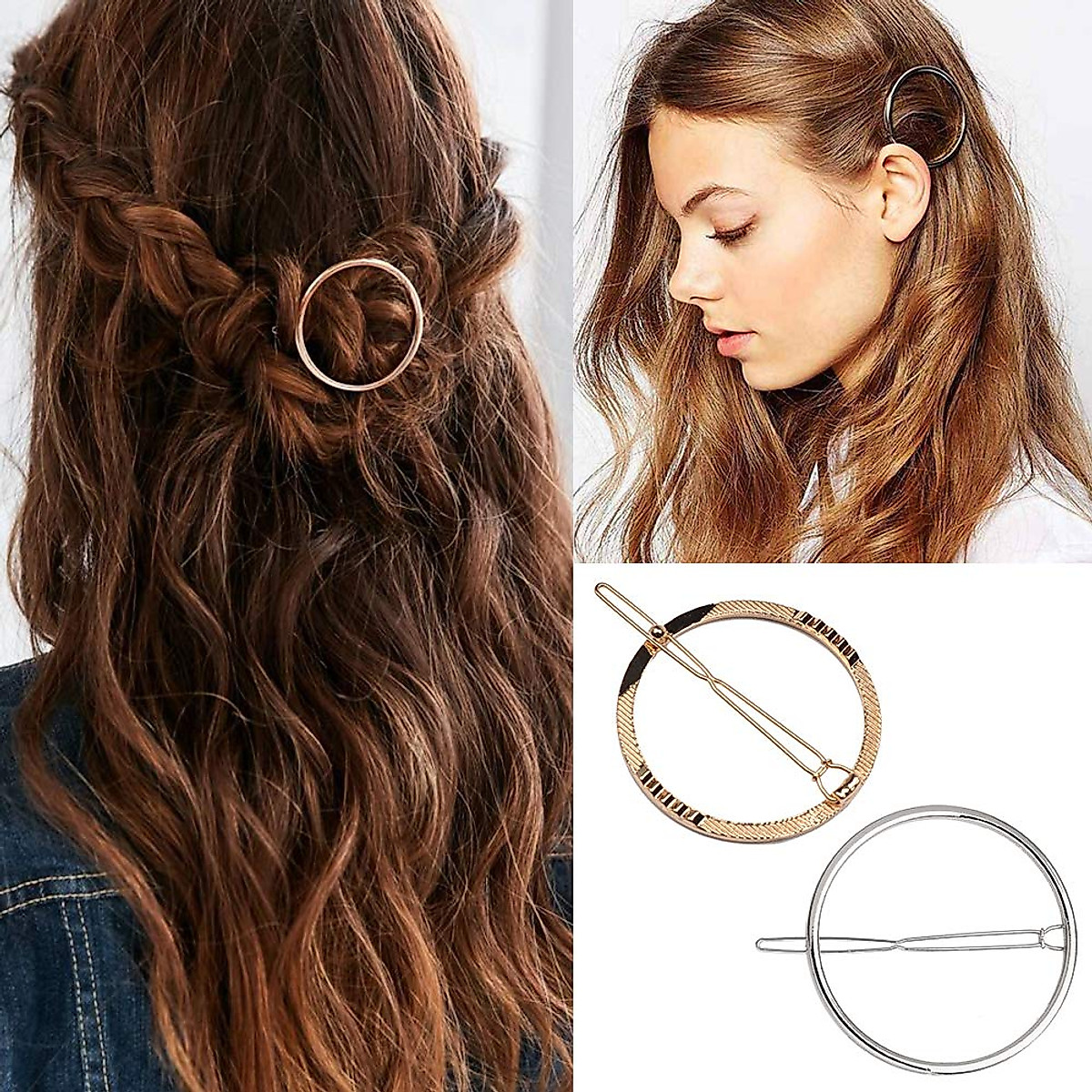 Gold Silver Minimalist Hair Clips Dainty Feather Hollow Hair Clips Set Feather Hair Pins Geometric Barrette Hair Accessories for Women