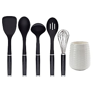 KitchenAid Tool and Gadget Set with Crock, 6-Piece, Black