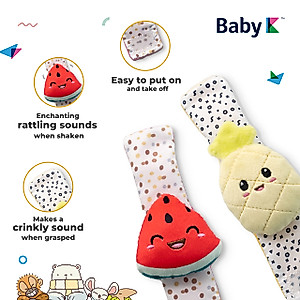 BABY K Baby Rattle Socks & Wrist Toys (Set C) - Newborn Toys for Baby Boy or Girl - Brain Development Infant Toys - Hand and Foot Rattles Suitable for 0-3, 3-6, 6-12 Months Babies