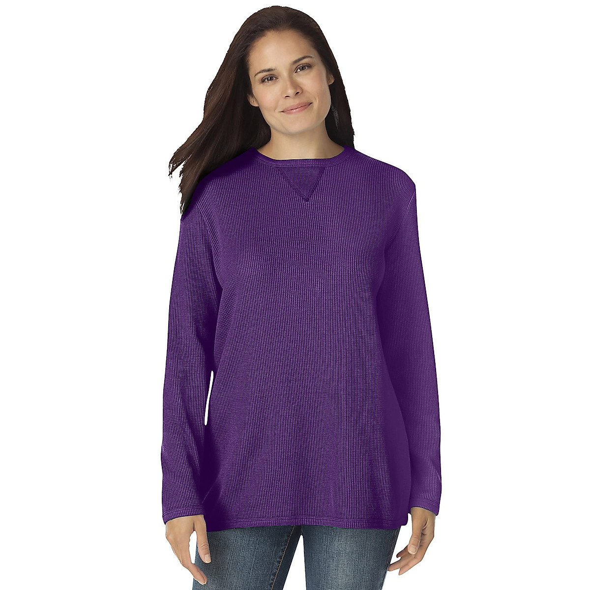 Woman Within Women's Plus Size Thermal Sweatshirt - 6X, Radiant Purple
