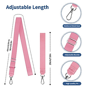 CACOE Phone Lanyard 2 Pack-1× Adjustable Neck Strap,1× Wrist Strap,4× Pads,Universal Crossbody Cell Phone Lanyards,Multifuctional Patch Phone Lanyards Compatible with Most Smartphones(Pink)