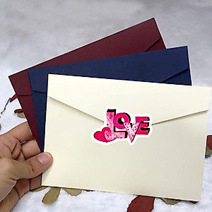 49PCS Love Language Doodle Stickers Red Heart Stickers Computer Cell Phone Greeting Card Envelope Album Diary Scrapbooking Waterproof Stickers