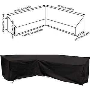 J&C Patio Furniture Sectional Couch Covers,Premium Outdoor Waterproof V Shape Garden Sofa Cover Weather Protection Patio Sofa Cover, Outdoor Sectional Furniture Cover (84x84in)