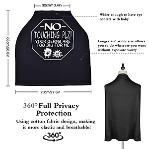 Metplus Car Seat Covers for Babies, Metplus Infant Carseat Canopy Nursing Breastfeeding Cover, Stretchy Carrier Cover for Stroller Shopping Cart, Newborn Boys Girls Shower Gift - No Touching Sign