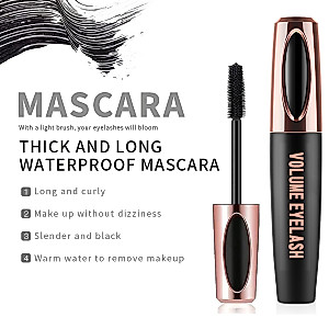 3 PCS 4D Silk Fiber Lash Mascara Waterproof Mascara Eyelash Extension Thicker Voluminous Eyelashes, Smudge-proof, Long-Lasting, Dramatic Extension, Smudge-proof, Hypoallergenic Formula (3 Packs)