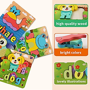 Toddler Puzzles, Wooden Toddler Puzzles Ages 1-3, Montessori Toys for 2-4 Year Old Boys Girls, 4 Pack Animal Shape Preschool Montessori Toys for Boys and Girls