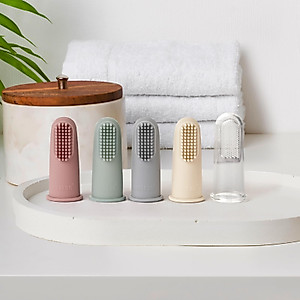 haakaa Silicone Baby Finger Toothbrush, Oral Care for Infants&Babies&Toddlers&Kids, Soft Food Grade Silicone, 0 Months+, 2 Pack, Blush