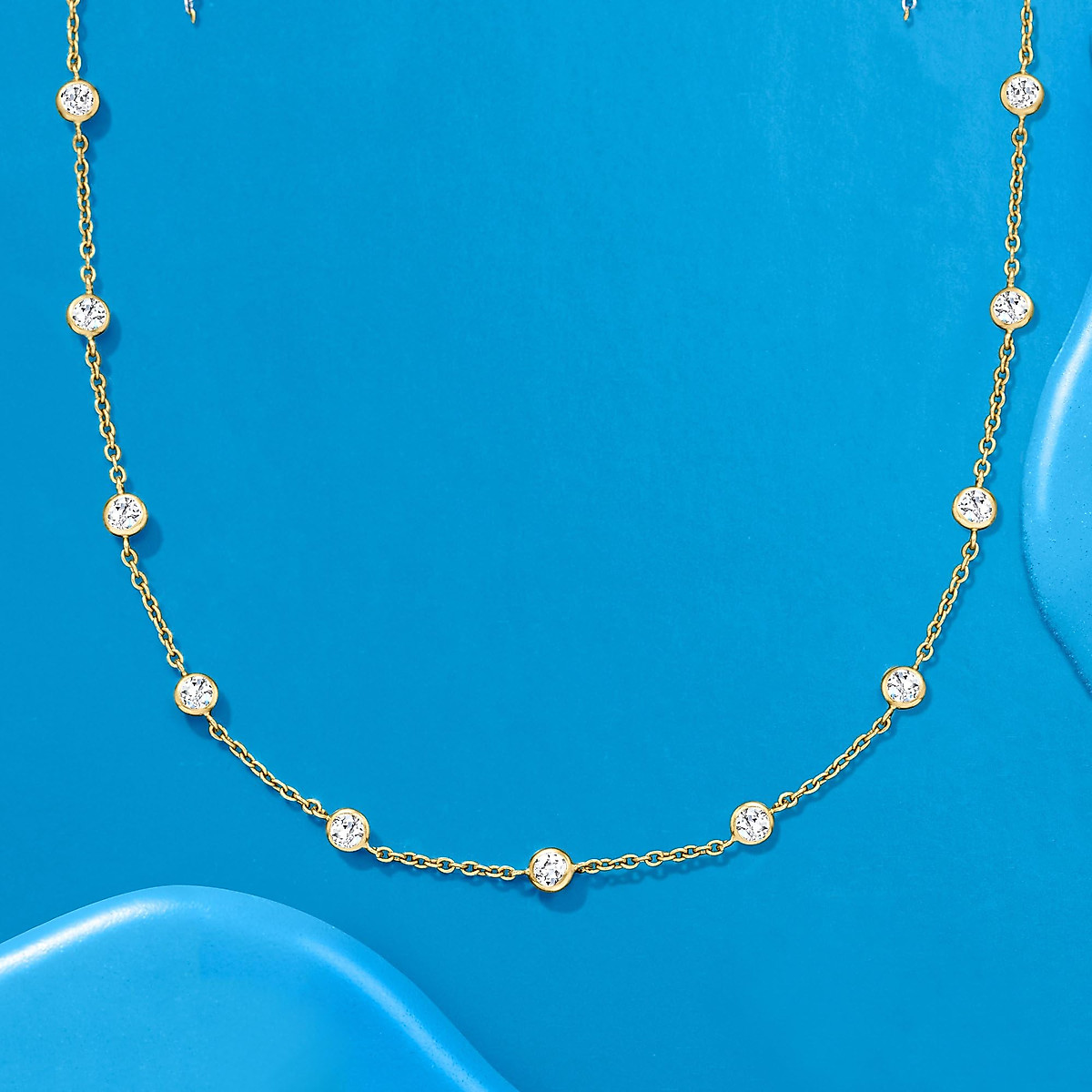 Ross-Simons 4.50 ct. t.w. CZ Station Necklace