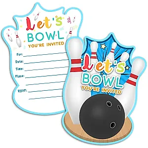 Yangmics Direct 30 Bowling Birthday Party Invitations with Envelopes-Double Sided -Shaped Fill-in Invitations