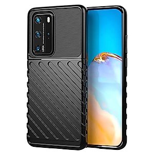 DFTCVBN Phone Case for Huawei P40 Pro Case, Huawei P40Pro ELS-N04 Case, Military Grade Shockproof Rugged Shield Anti-Scratch Soft TPU Back Cover Cases for Huawei P40 Pro Black