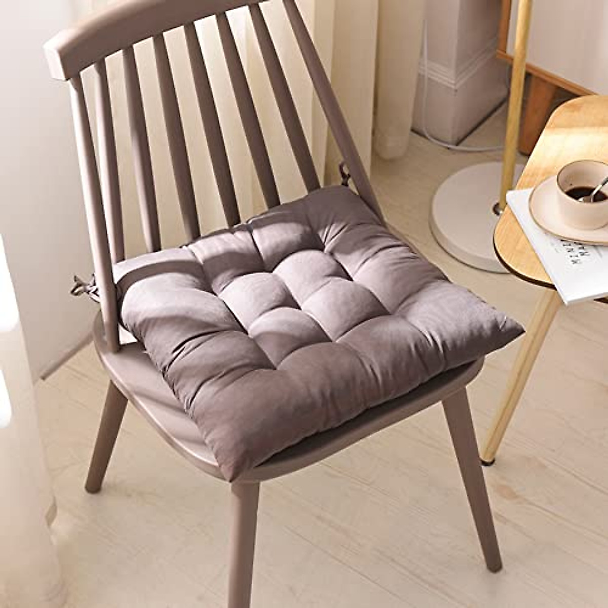 Square Chair Pads Chair Seat Cushions Set of 2 Tie-On Seat Pad Chair Cushion Chair Mats for Garden Patio Kitchen Dining Home Kitchen Office,40*40cm,Orange