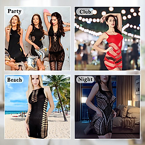 selizo 8 Pack Fishnet Dress for Women, Black Fish Net Lingerie Bodysuit Chemise Nighty Women's Mesh Lace Dress, One Size Fits All