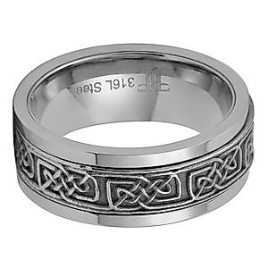 Fantasy Forge Jewelry Norse Knot Viking Spinner Ring Mens Womens Silver Stainless Steel Celtic Anti Anxiety Band Sizes 3-16 (3)