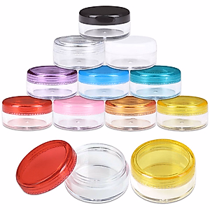 Beauticom® 10 Pieces 5G/5ML Empty Container Jars with MultiColor Lids for Makeup Cosmetic Samples, Small Jewelry, Beads, Nail Charms and Accessories