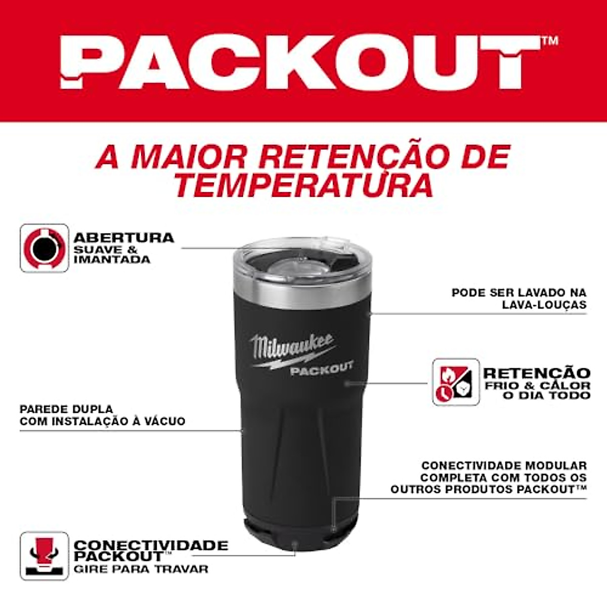 Milwaukee Packout Insulated Tumbler 590 Ml (Black) - 48-22-8392B