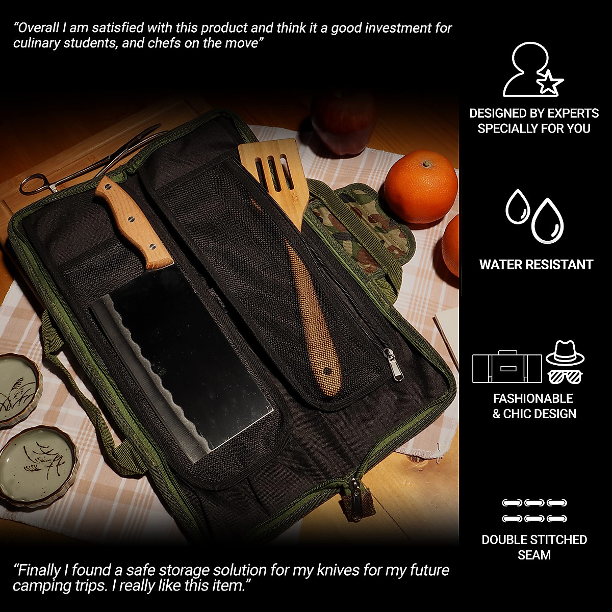 Chef Sac Chef Knife Roll Bag Case with 8-Pack Knife Guards Included