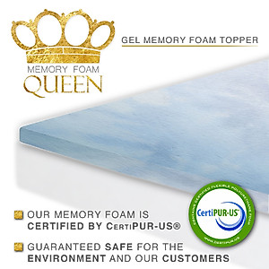 MFQ - Gel Memory Foam Mattress Topper King Size Bed Pad - Made in The USA - 2 Inch Gel Mattress Topper King Size for Extra Padding - Extra Soft and Comfy Gel Infused Toppers