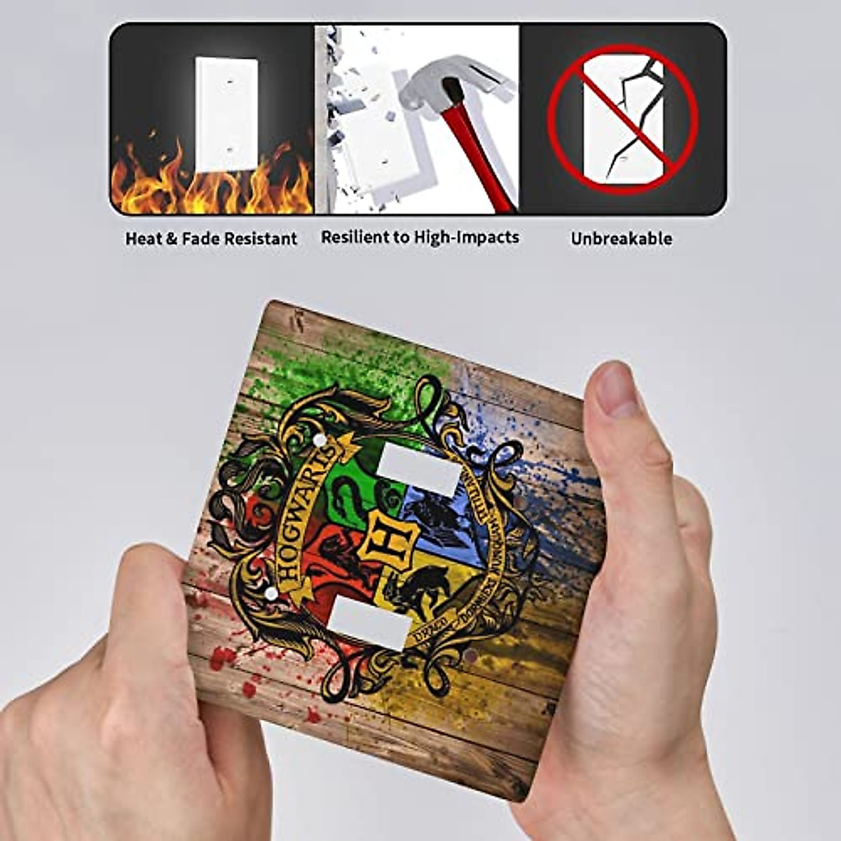 Harry Magic Light Switch Plate Cover Decorative Panel Double Toggle Receptacle Switch Plates and Electrical Outlet Covers Wall Plate for Boys Girls Kid Bedroom, Bathroom Kitchen Home Decor