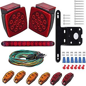 LIMICAR LED Trailer Lights, LED Trailer Light Kit, Boat Trailer Submersible Lights, Red/Amber Trailer Marker Lights, 3rd Brake ID Light Bar, LED Trailer Lights Kit for Utility Trailer