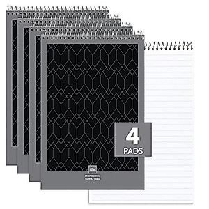 Office Depot Professional Steno Book, 6in. x 9in., Gregg Ruled, 140 Pages (70 Sheets), Black/Gray, Pack Of 4, 99523