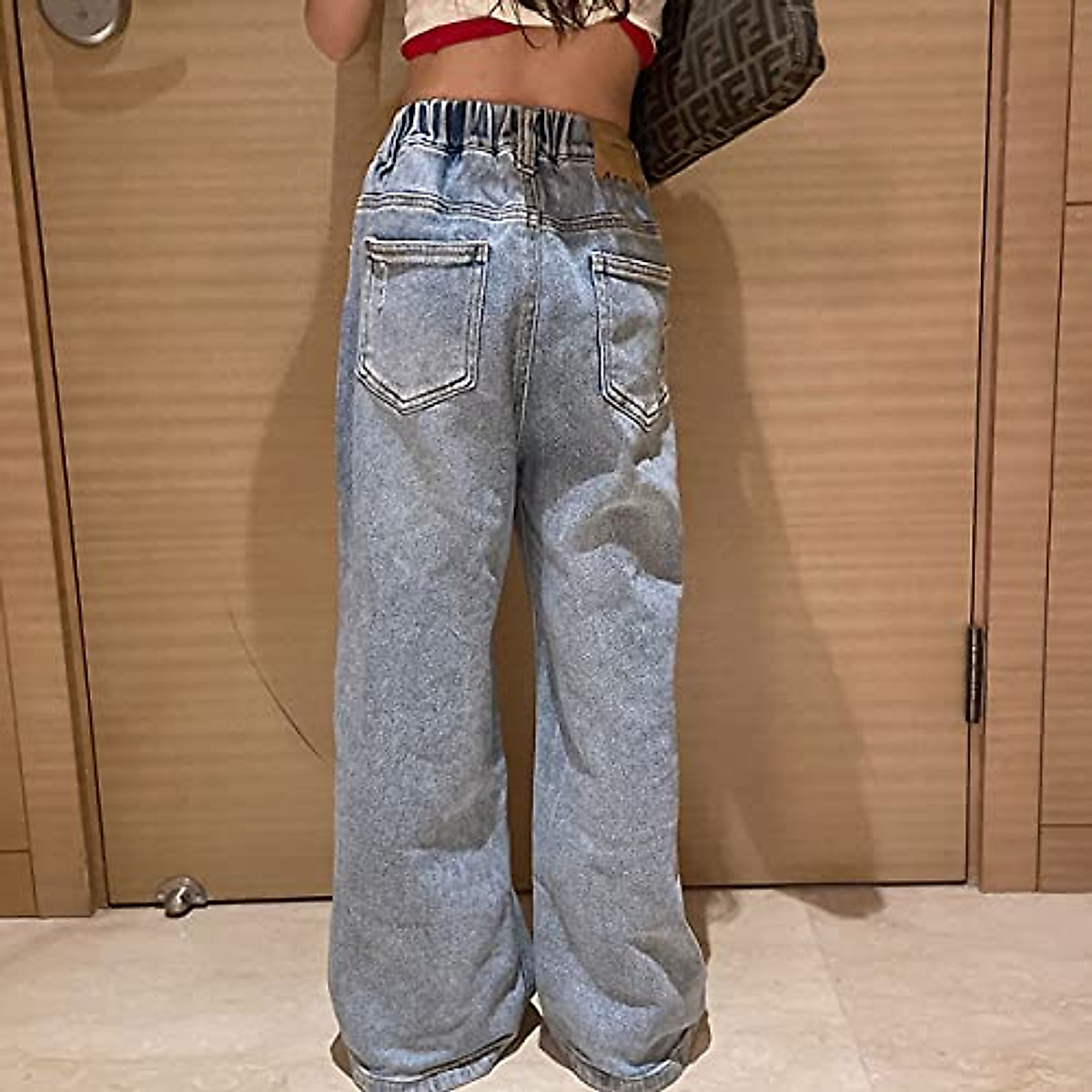 YaYabroe Kids Girls Ripped Distressed Washed Baggy Wide Leg Casual Jeans Size 5-14 yrs (11-12 Years, Blue)