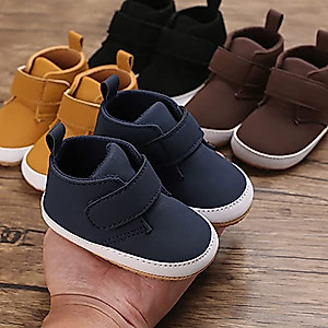 Lykmera Spring Autumn Children Baby Toddler Shoes Boys Girls Floor Sports Shoes Flat Bottom Non Slip High Hook Loop Shoes (Blue, 6-12 Months)