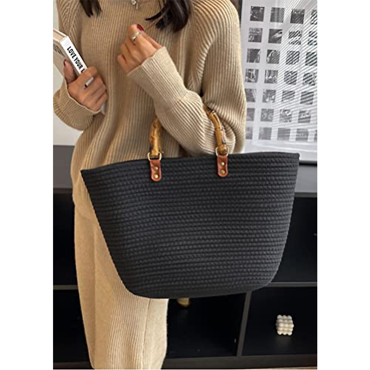 Straw Tote Bag for Women Woven Hobo Handbag Shoulder Bag Satchel Fashion Beach Bag Large Top Handle Bag Purse Summer 2023
