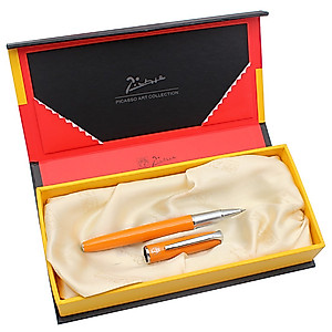 Gullor Advanced Picasso Rollerball Pen 916 Picasso Pen Orange and Silver Clip Pen