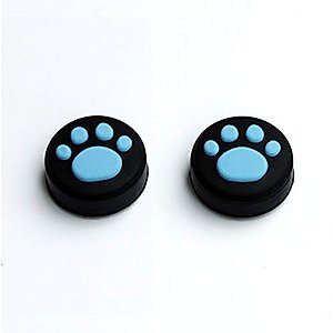 2X Silicone Analog Non-Slip Thumb Grips Stick Cap Case Cover Handle Joystick Button Caps for Nintendo Switch NS & Switch Lite Joy-con Controller Cute Cat Claw (Blue+Red)