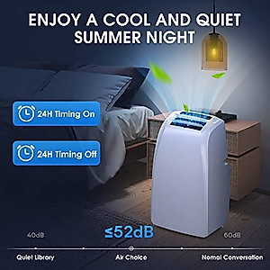 Air Choice 12000 BTU Portable Air Conditioner, 3-in-1 Portable AC Unit with Dehumidifier & Fan & 24HR Timer, LED Display, up to 550 Sq.Ft, Build in Universal Wheels for Quiet Portable AC Unit for Room