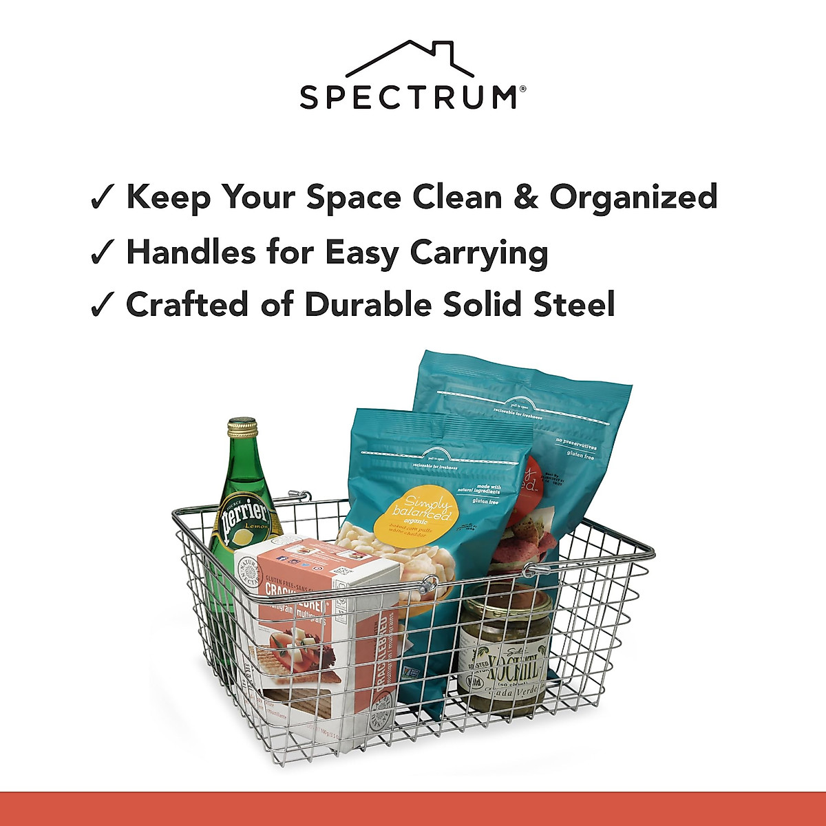 Spectrum Diversified Wire Storage Basket, Large, Chrome