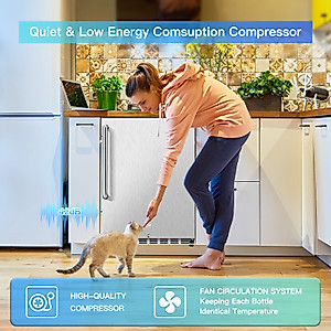 ICEJUNGLE Under Counter Refrigerator Stainless Steel, 5.30 Cu.Ft Full Size Fridge, 175 Cans Refrigerator with Built-in Design and IPX4 Waterproof, Premium Refrigerator for Efficient Storage