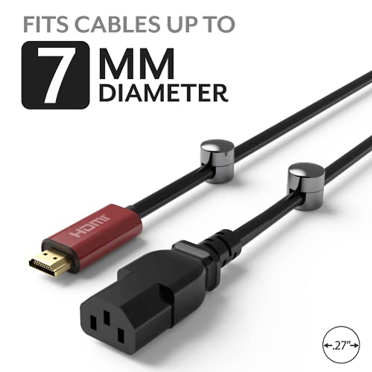 ICONIT Cable Anchors for Desk Organization Gun Metal | Premium Aluminum Cord Organizers | Charger + Cable Management Clips for Home & Office | Stylish, Sturdy, & Functional | (3 Pack)